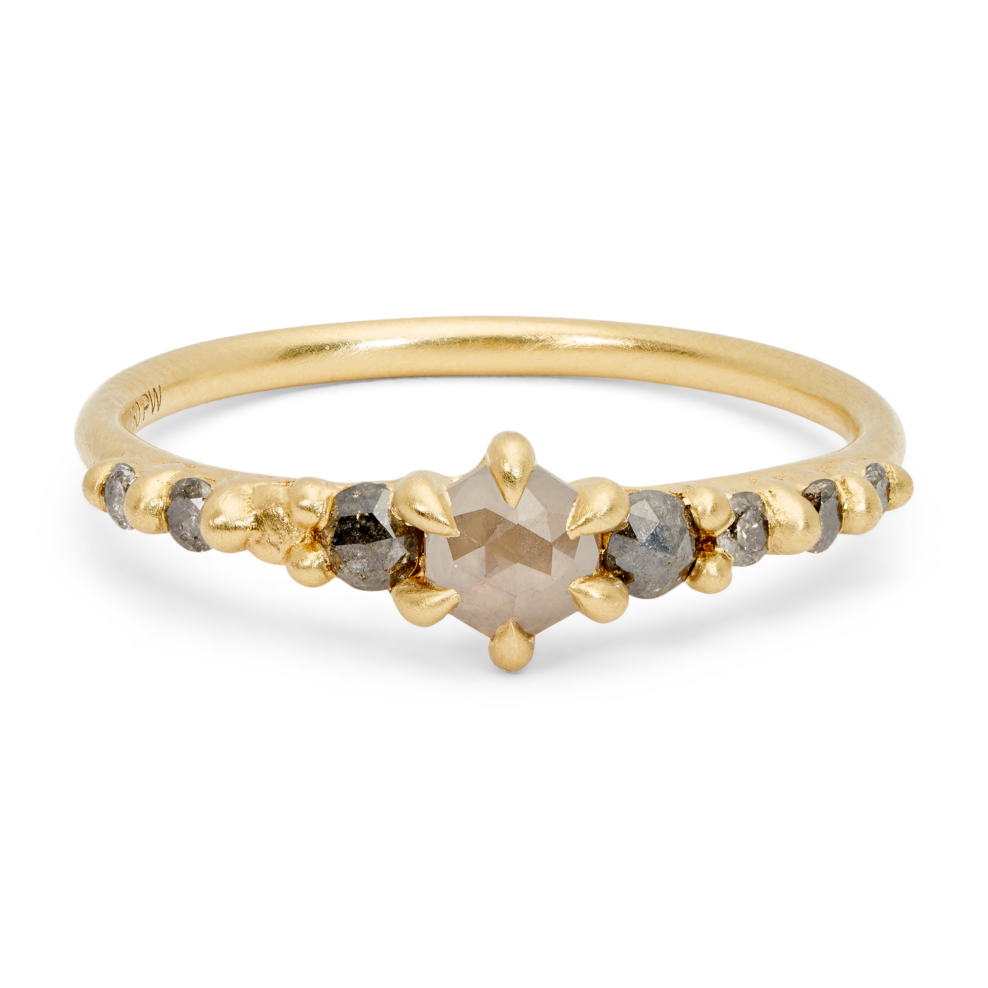 Grey Diamond Teeny Hex Ring