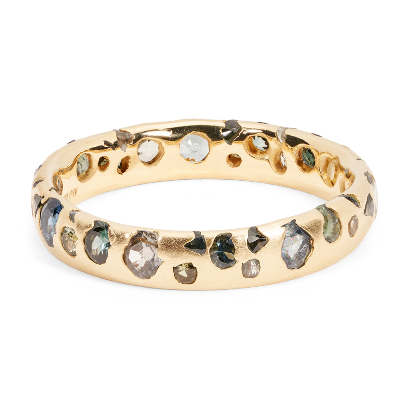 Extra Small Green Confetti Skull Ring | Polly Wales