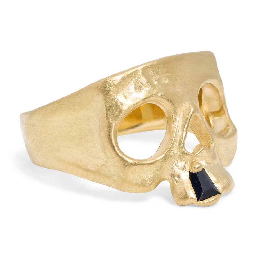 Extra Small Black Snaggletooth Skull Ring
