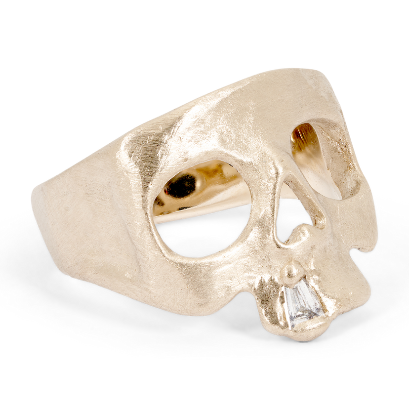 Extra Small Diamond Snaggletooth Skull Ring in White | Polly Extra Small Diamond Snaggletooth Skull Ring in White | Polly