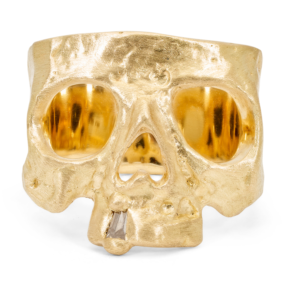 Extra Small Diamond Snaggletooth Skull Ring | Polly Wales